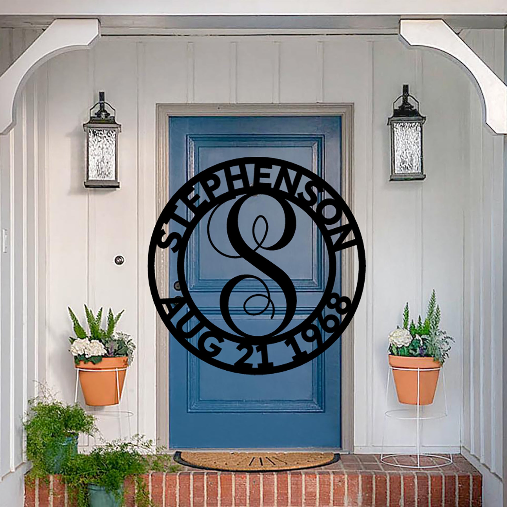 BREEZY Monogram and Custom Text Steel Sign, Multiple Colors and Sizes ...